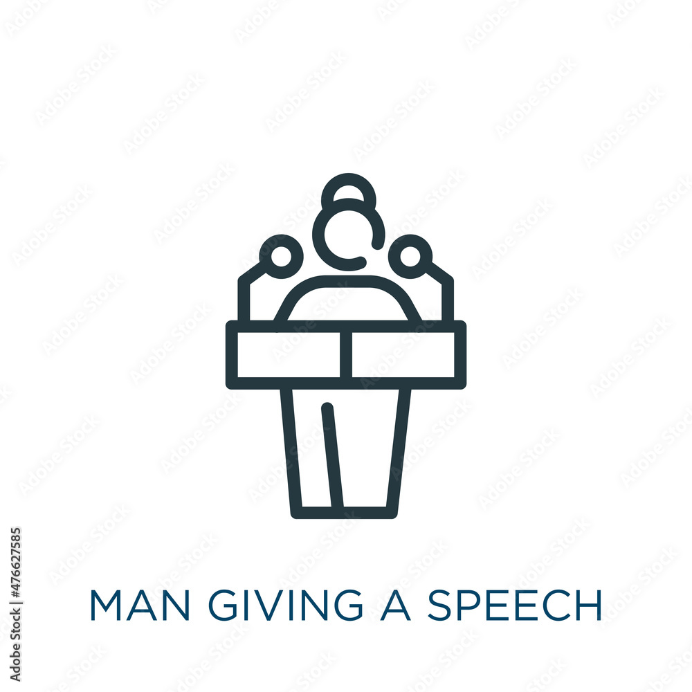 man giving a speech thin line icon. person, man linear icons from ...