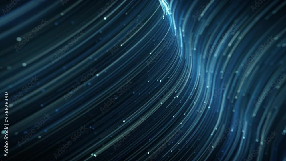 Abstract Light Fiber Strings Flowing Background Loop/ 4k animation of ...