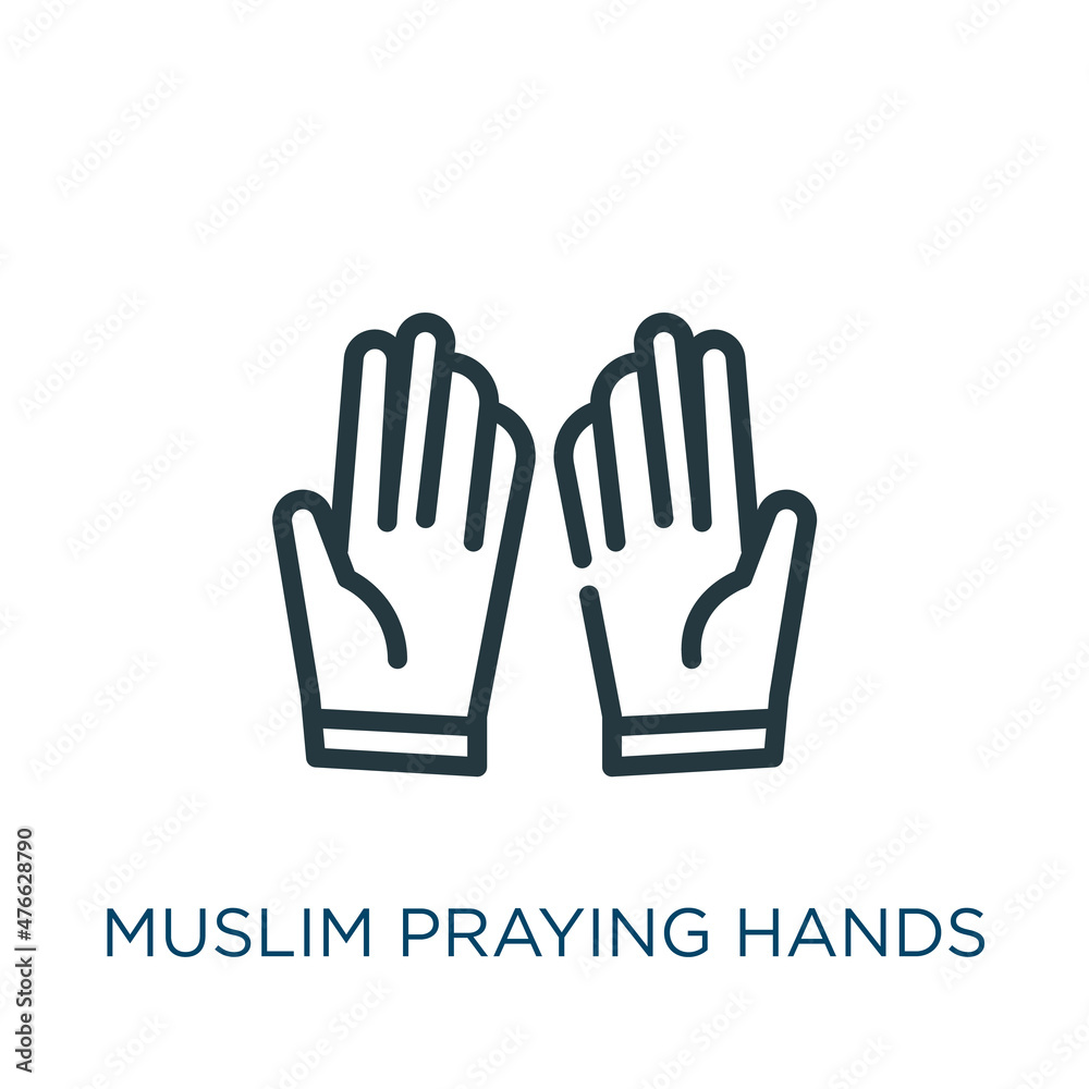 muslim praying hands thin line icon. mosque, prayer linear icons from ...