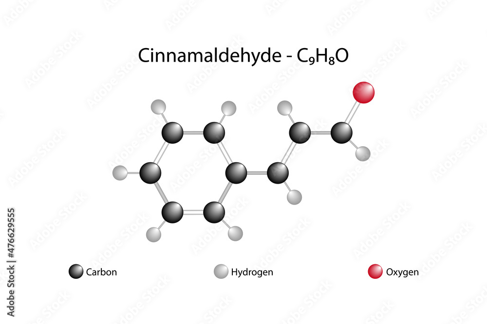Molecular formula of cinnamaldehyde. Mostly naturally occurring as well ...