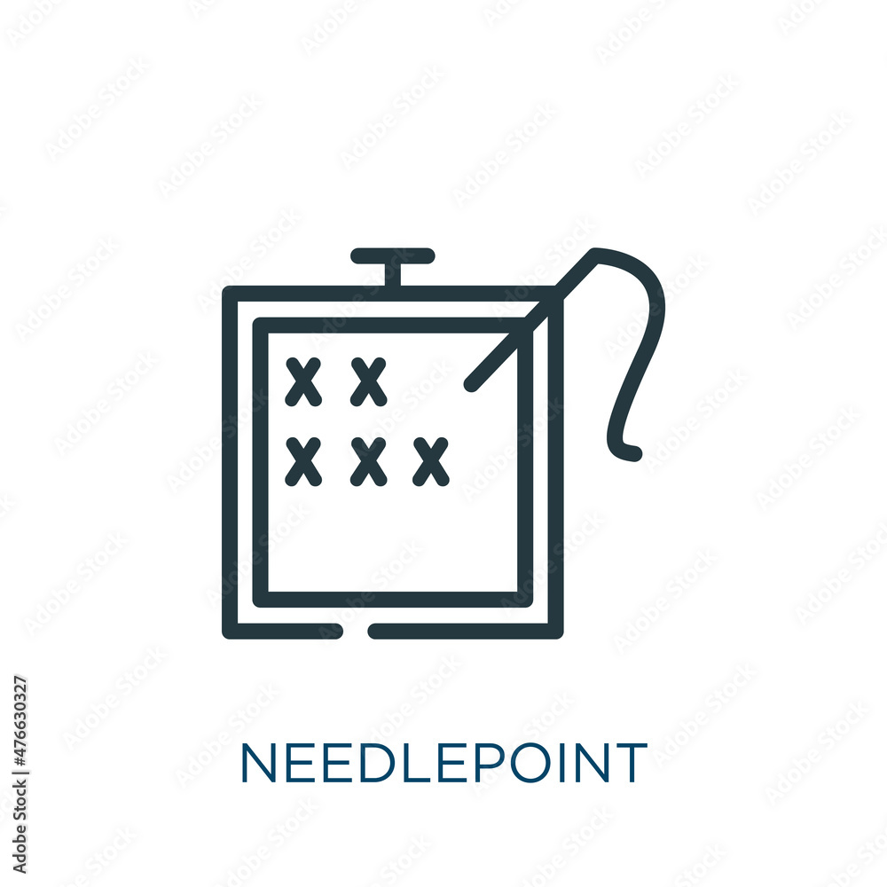 needlepoint thin line icon. dressmaking, handmade linear icons from sew ...