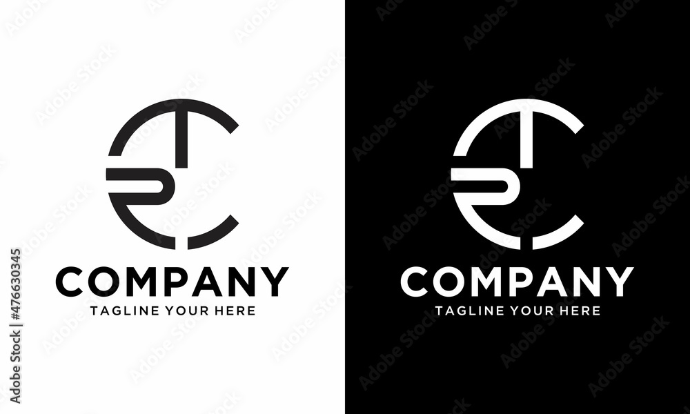PTC or Tpc circle letter logo design vector template. on a black and ...