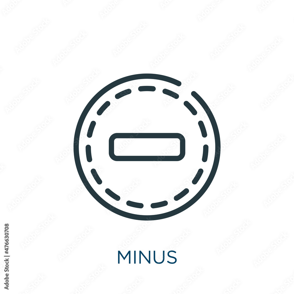 minus symbol inside a circle thin line icon. minus, eraser linear icons ...