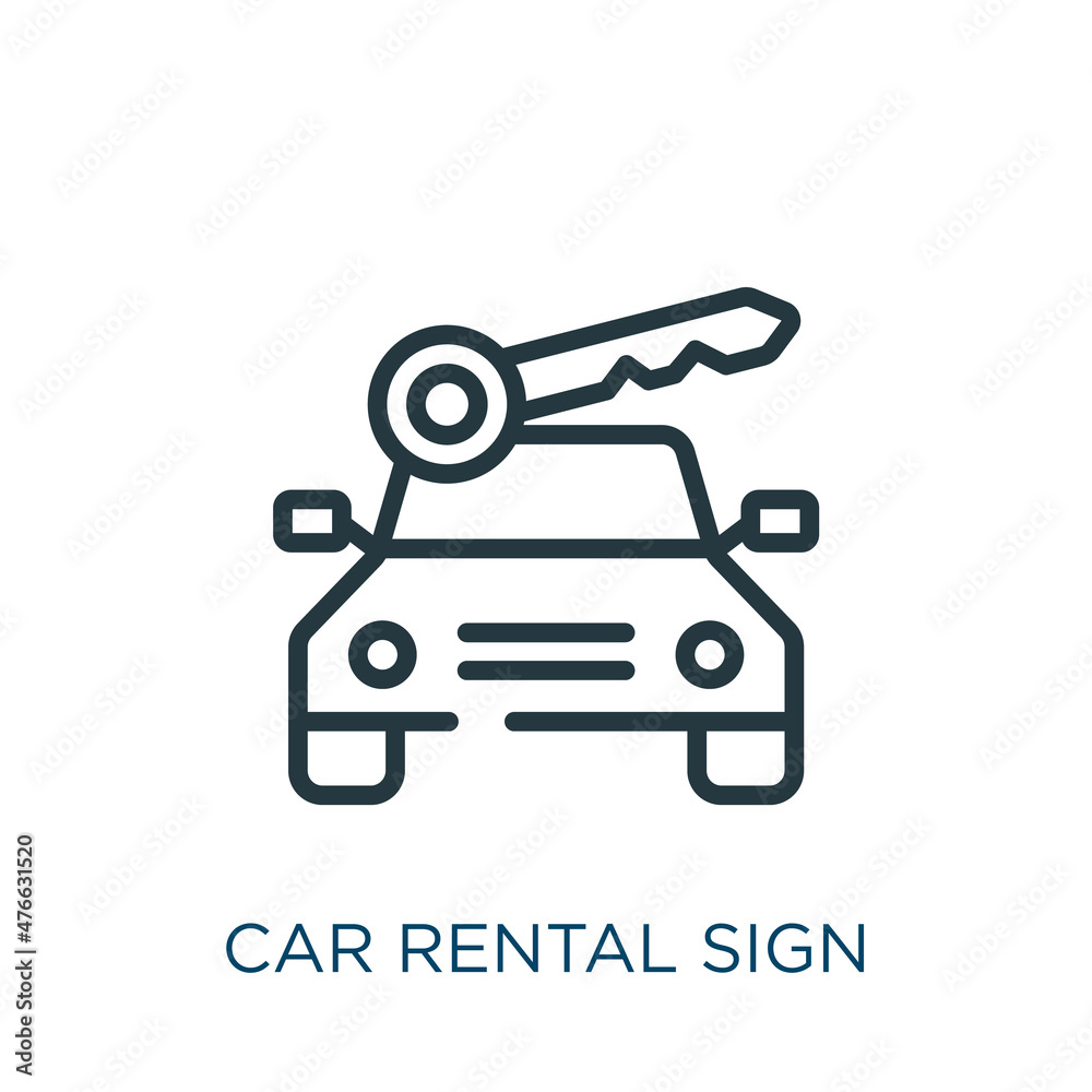 car rental sign thin line icon. vehicle, rent linear icons from signs ...