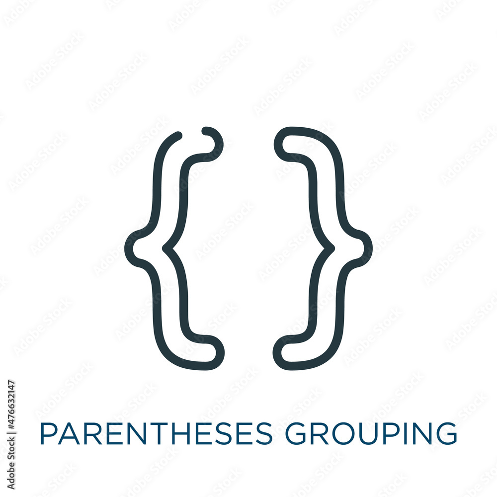 parentheses grouping symbol thin line icon. clipping, antique linear icons from signs concept ...