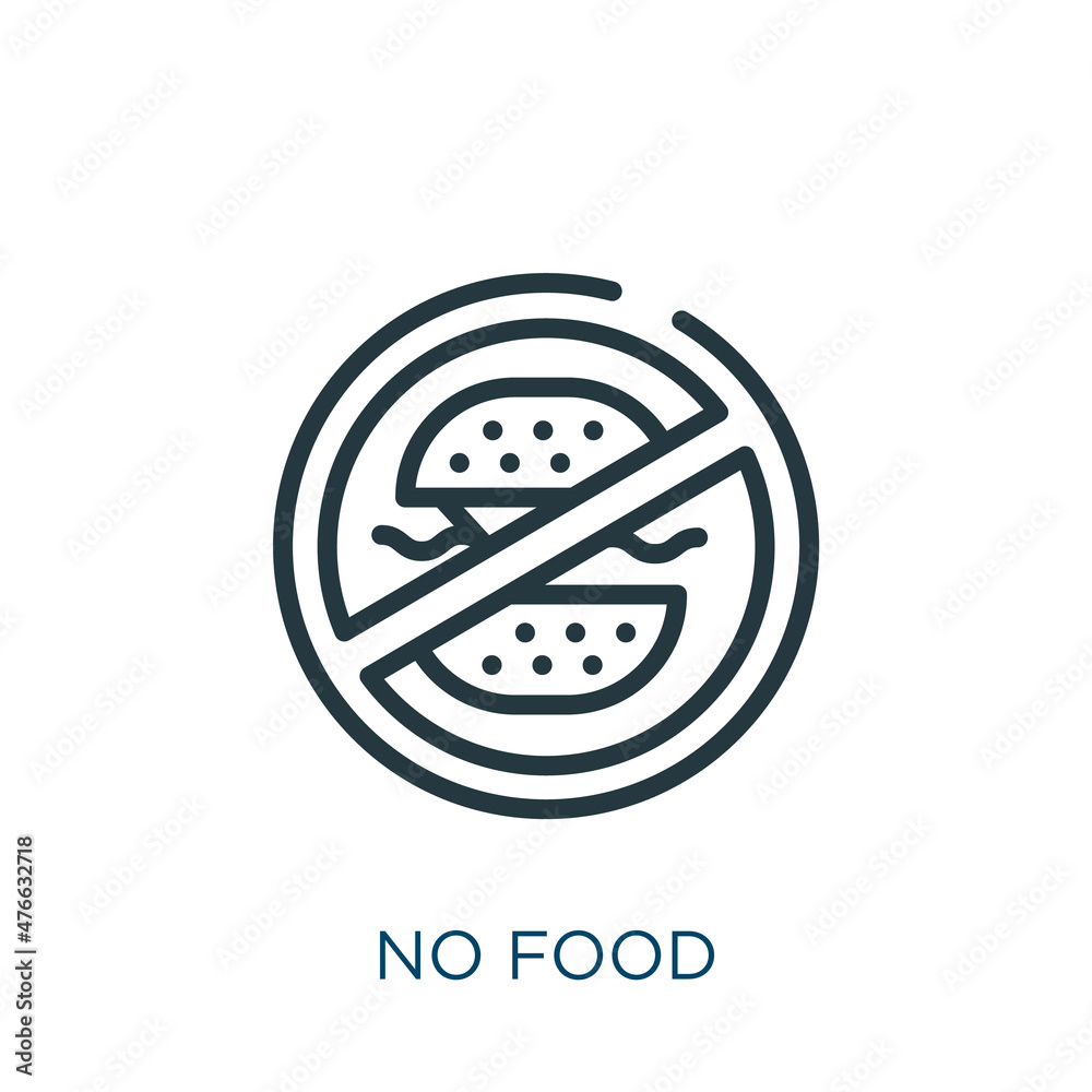 no food thin line icon. food, label linear icons from signs concept ...