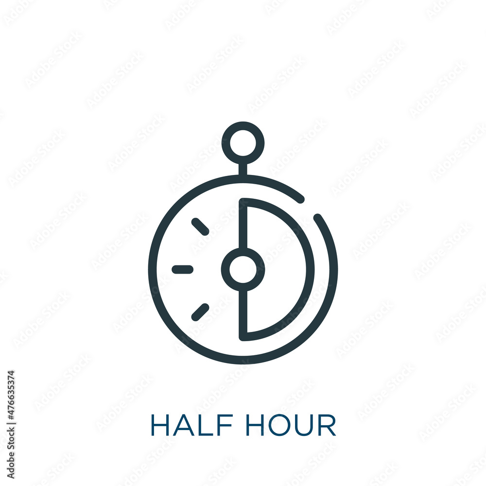 half hour thin line icon. time, countdown linear icons from technology ...