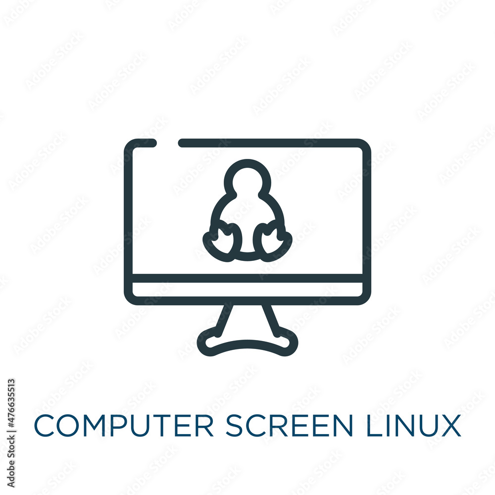 computer screen linux thin line icon. computer, system linear icons ...