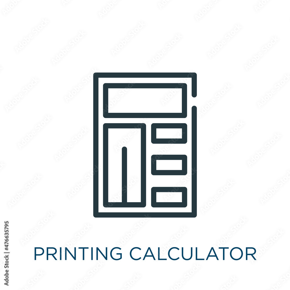 printing calculator thin line icon. calculator, money linear icons from ...