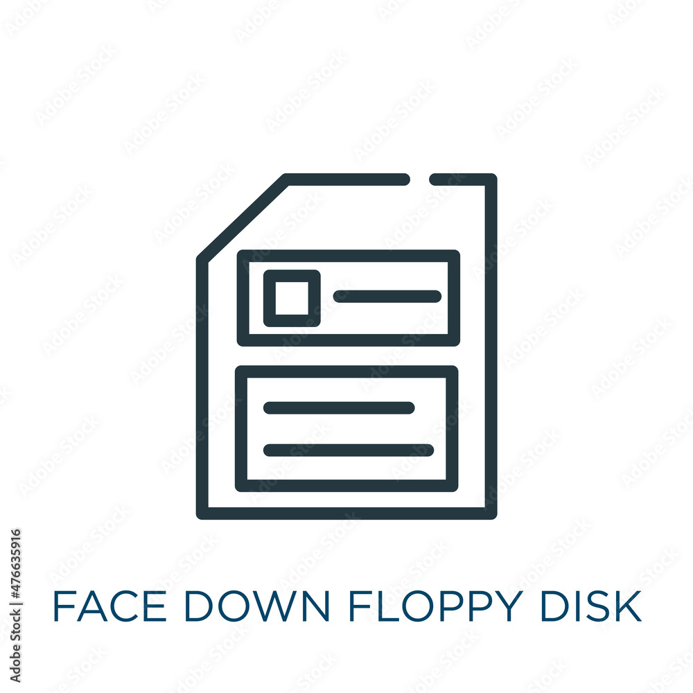 face down floppy disk thin line icon. data, office linear icons from ...