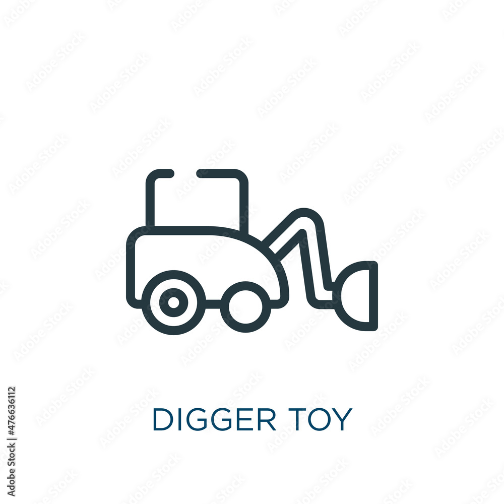 digger toy thin line icon. loader, truck linear icons from toys concept ...