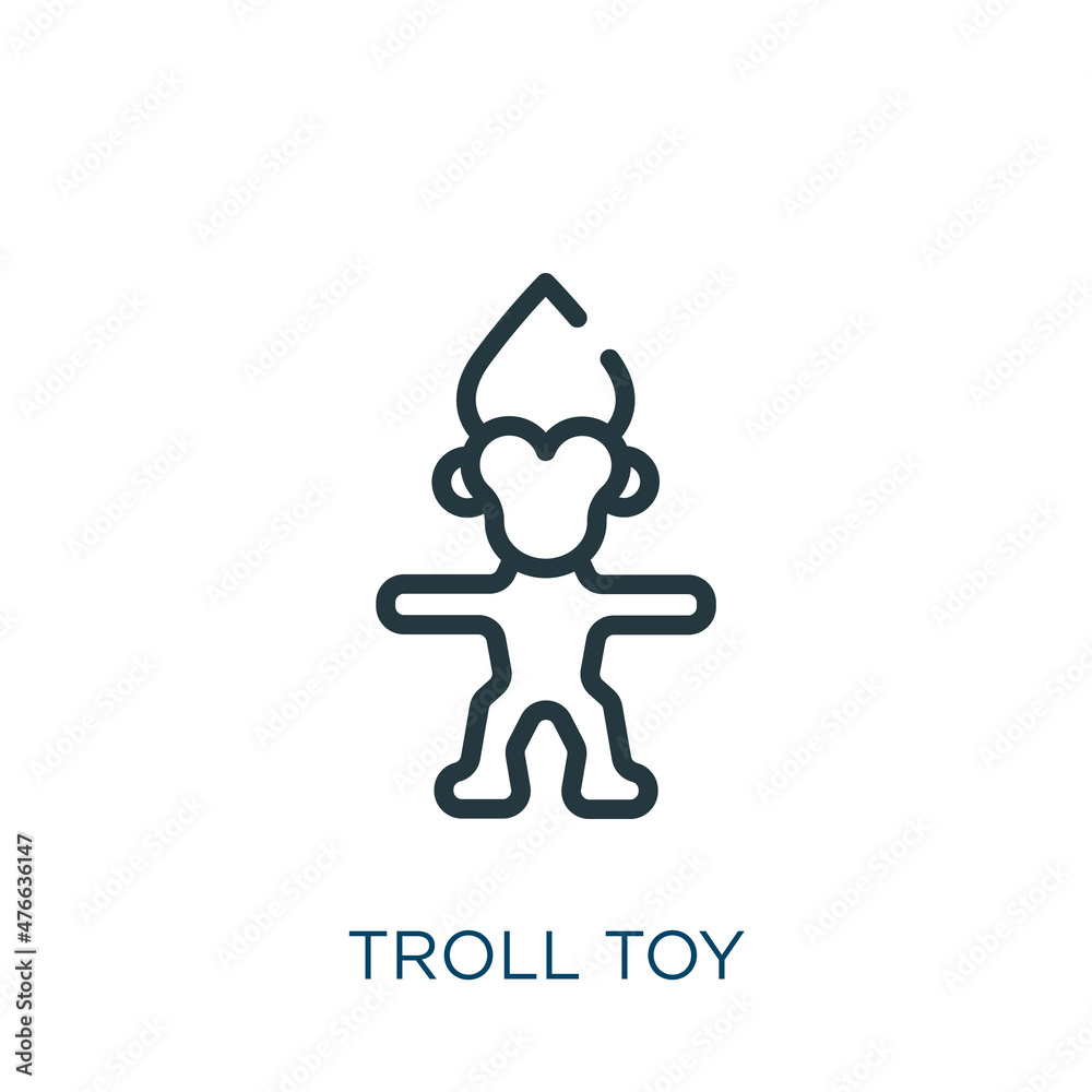 troll toy thin line icon. character, adorable linear icons from toys ...