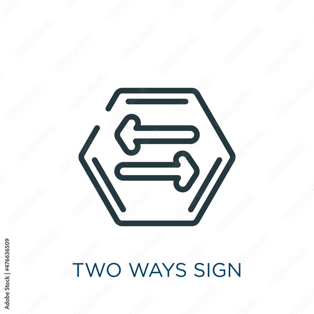two ways sign thin line icon. direction, navigation linear icons from ...
