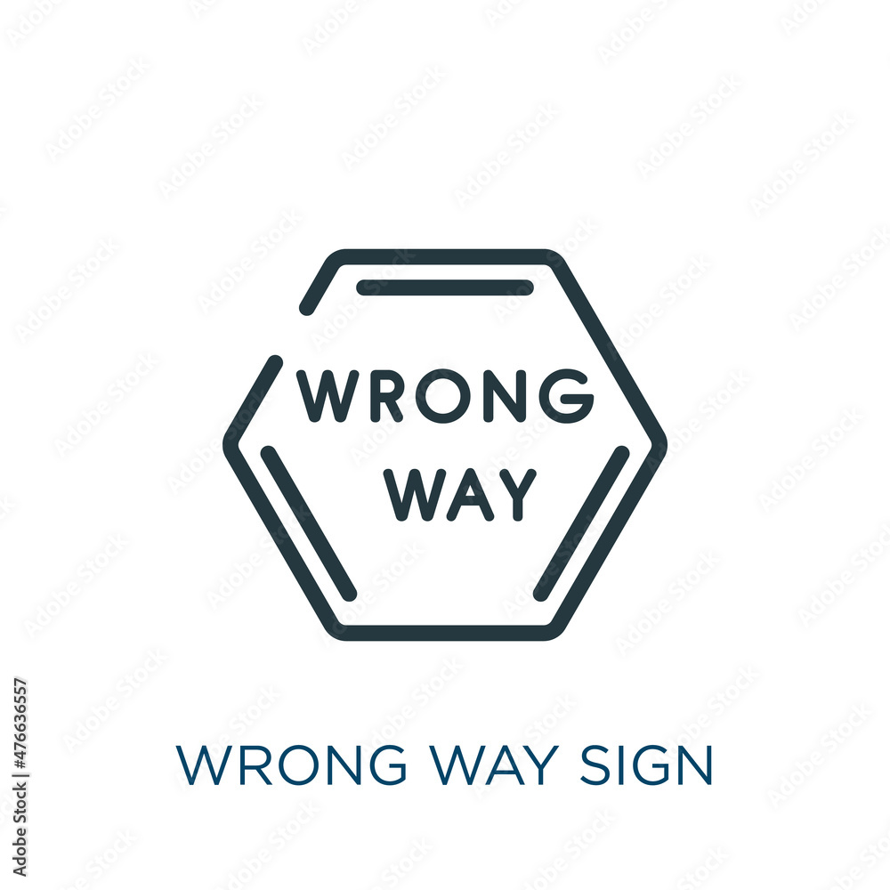 wrong way sign thin line icon. wrong, path linear icons from traffic ...