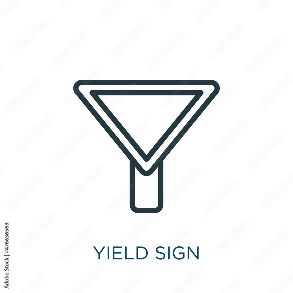yield sign thin line icon. road, street linear icons from traffic signs ...