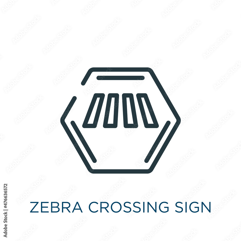 zebra crossing sign thin line icon. danger, warning linear icons from ...