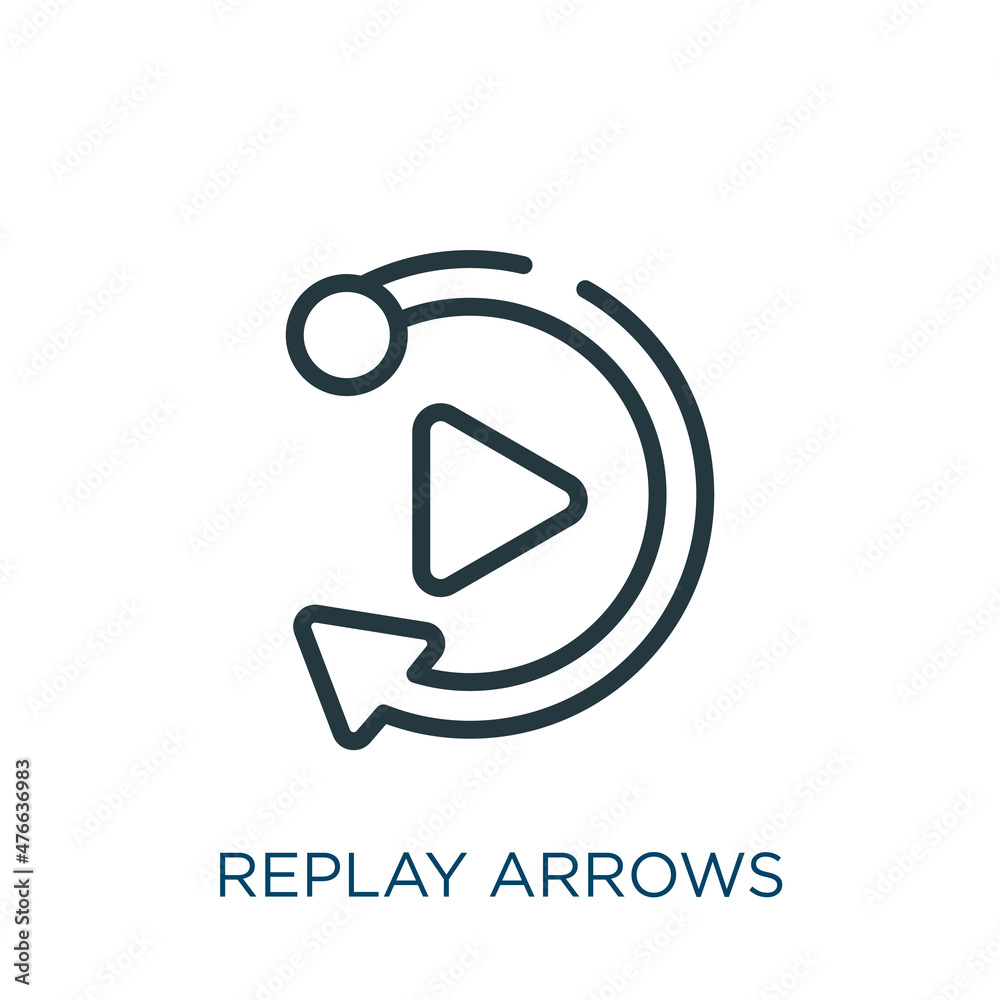 replay arrows thin line icon. arrow, round linear icons from user ...