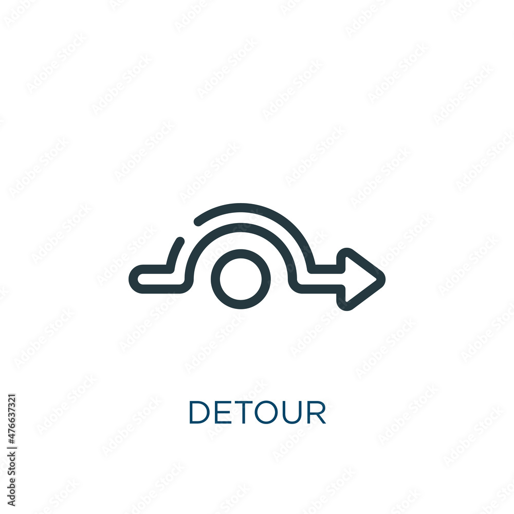 detour thin line icon. arrow, road linear icons from user interface ...