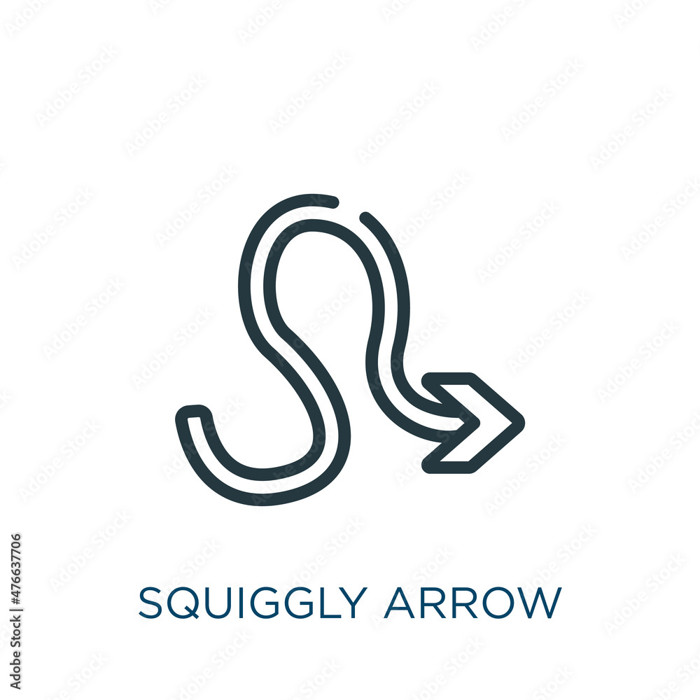 squiggly arrow thin line icon. drawn, doodle linear icons from user ...