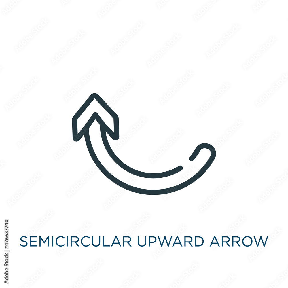 semicircular upward arrow thin line icon. user interface, arrows linear icons from user ...