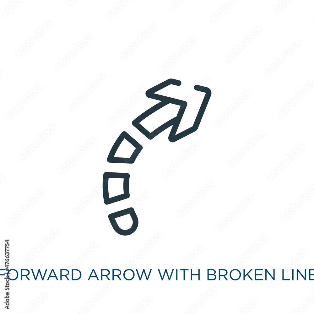 forward arrow with broken line thin line icon. arrow, forward linear icons from user interface ...