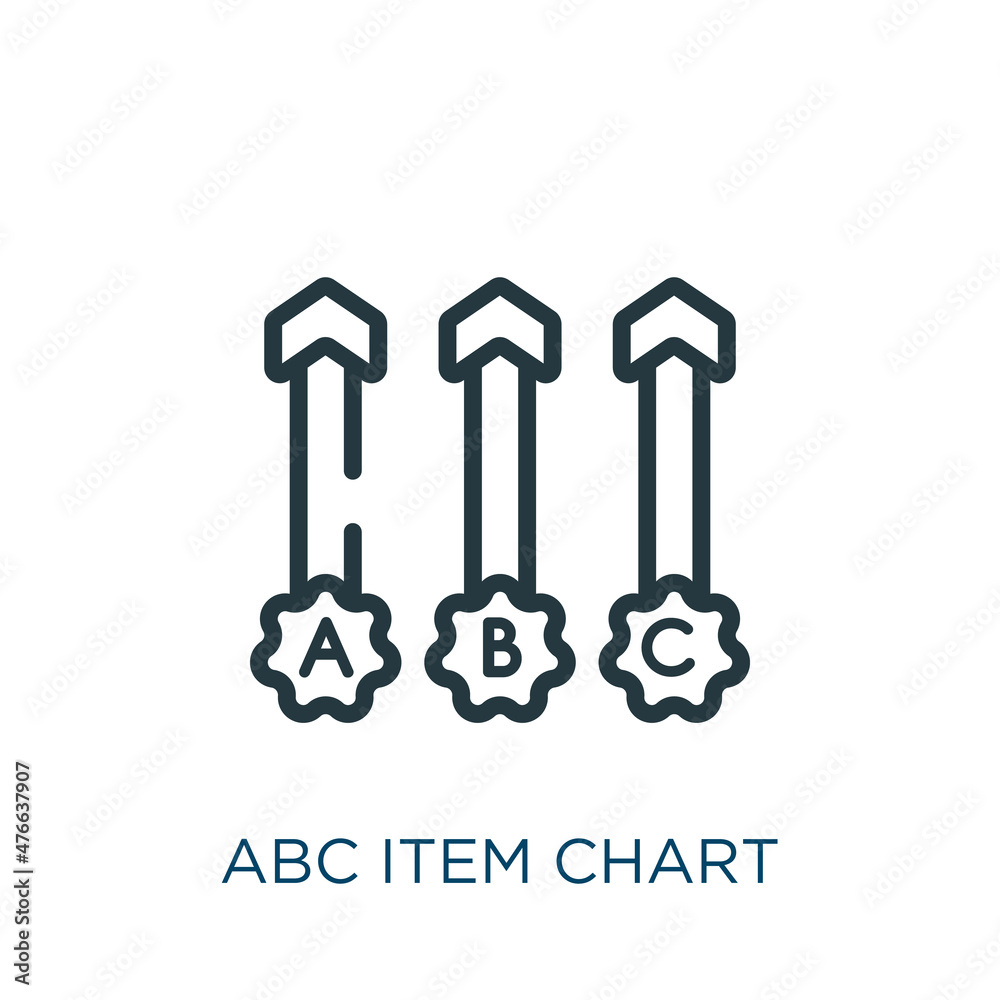 Vetor de abc item chart thin line icon. cursor, down linear icons from user interface concept ...
