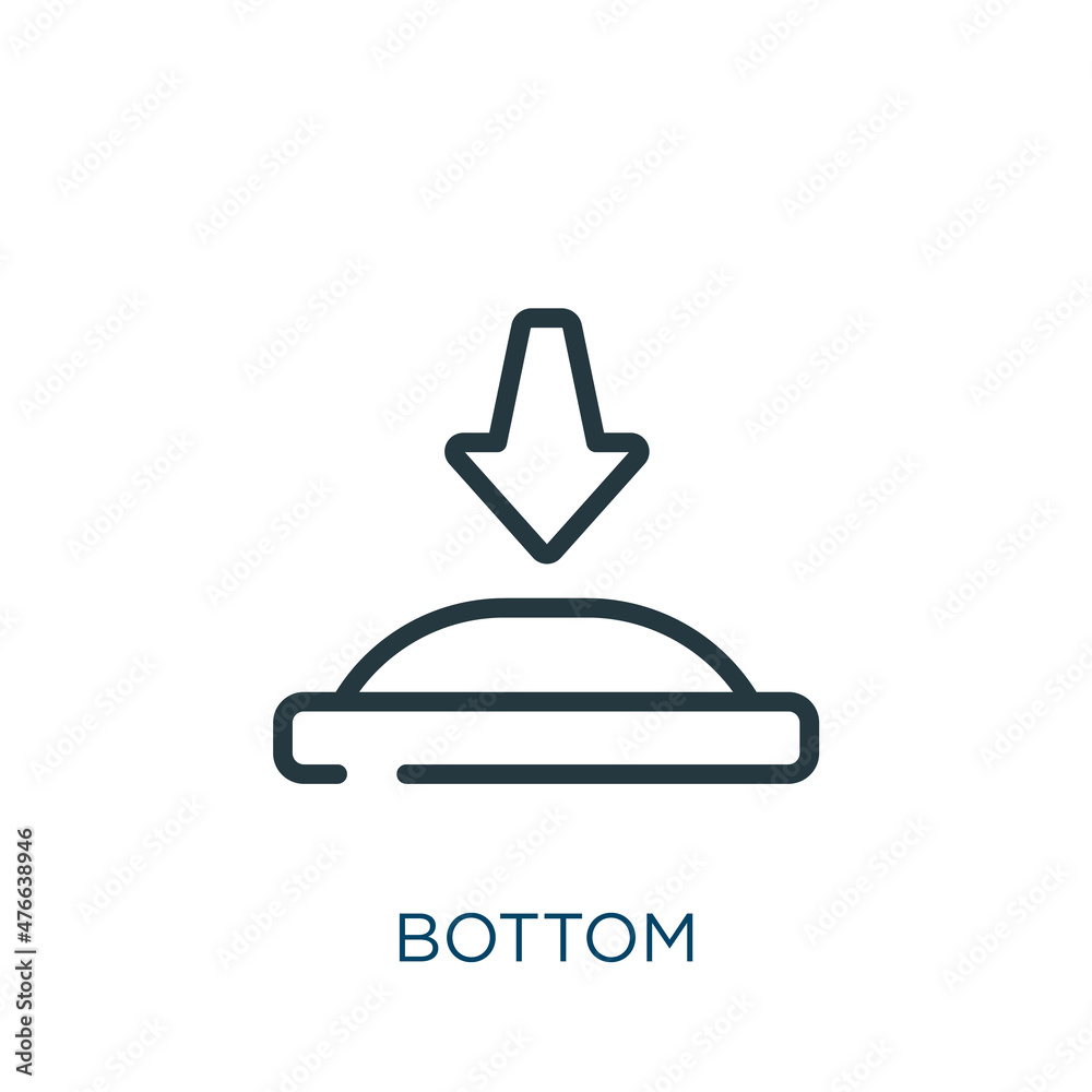 bottom thin line icon. top, down linear icons from user interface ...