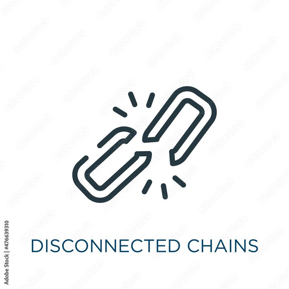 disconnected chains thin line icon. disconnect, chain linear icons from ...