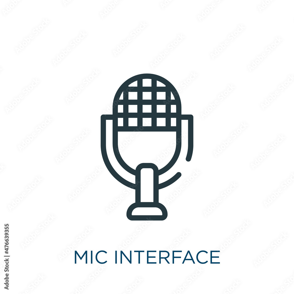 mic interface thin line icon. interface, button linear icons from user interface concept ...