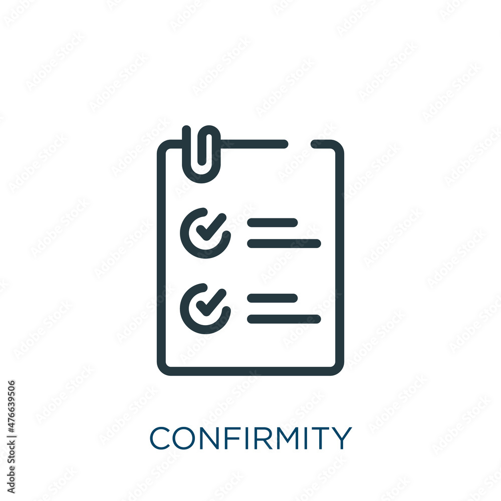 confirmity thin line icon. confirm, tick linear icons from user ...