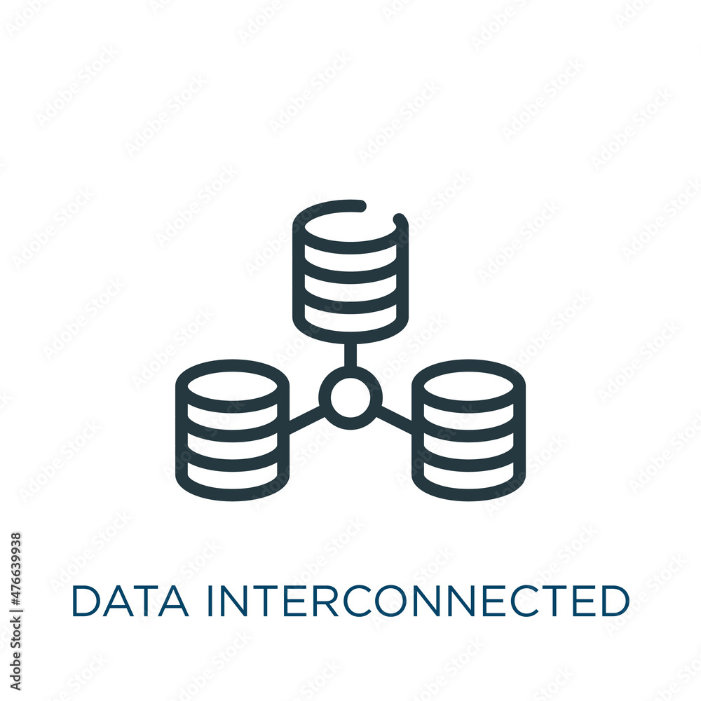 data interconnected thin line icon. data, technology linear icons from ...