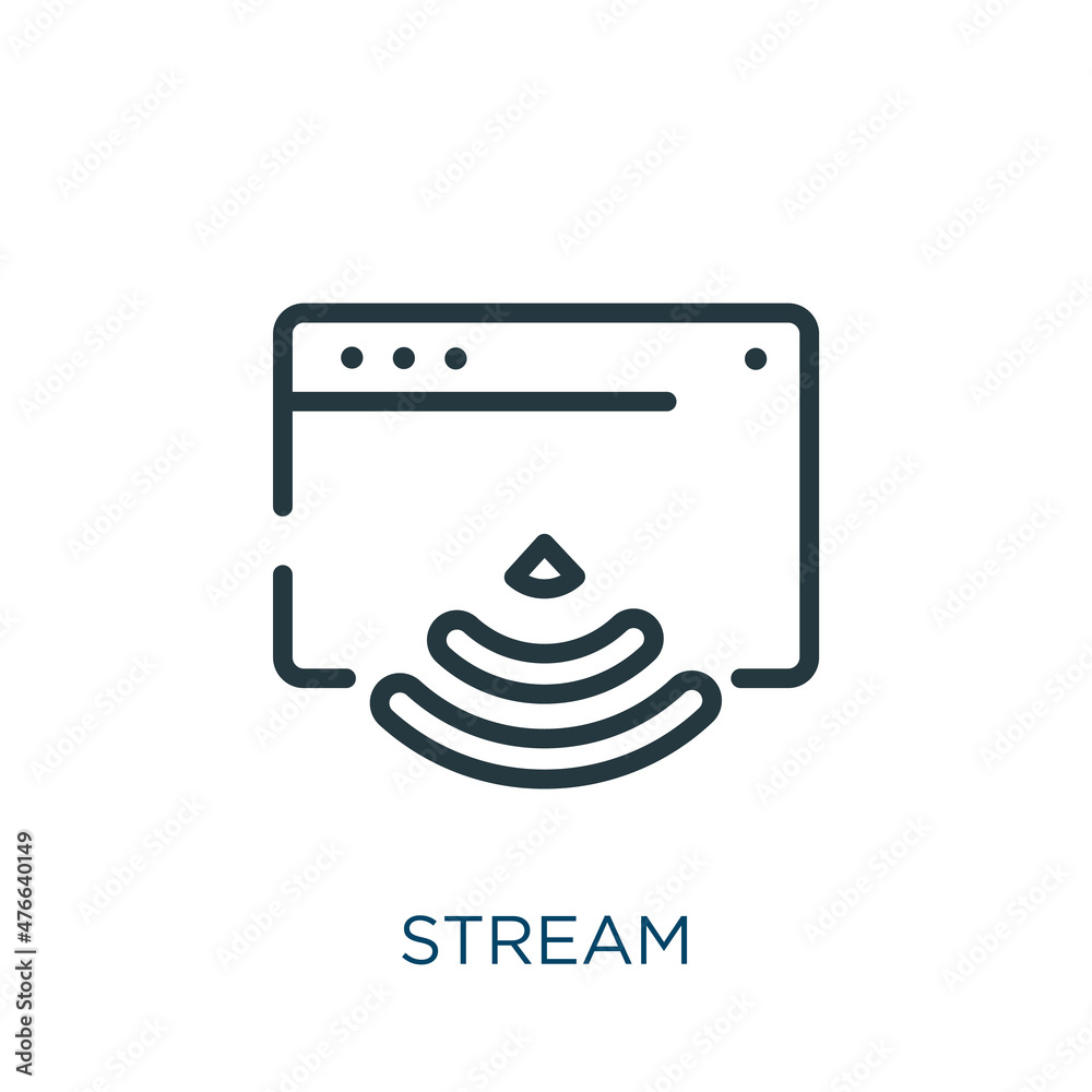 stream thin line icon. media, video linear icons from user interface ...