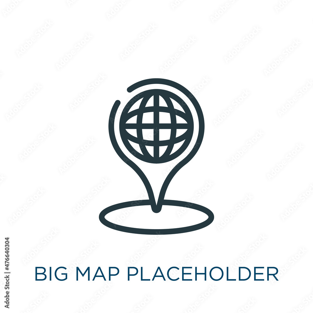 big map placeholder thin line icon. placeholder, pointer linear icons ...