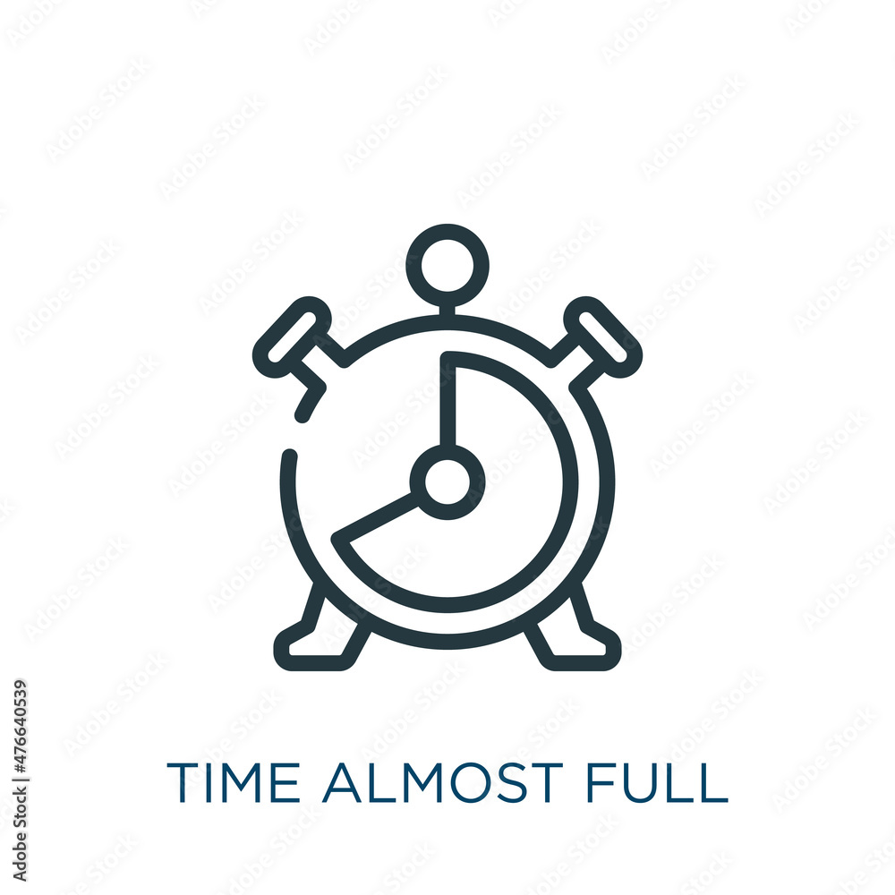 time almost full thin line icon. electronics, glyphicon linear icons ...