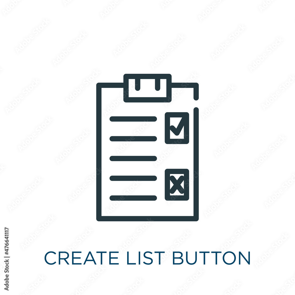 create list button thin line icon. create, button linear icons from web ...