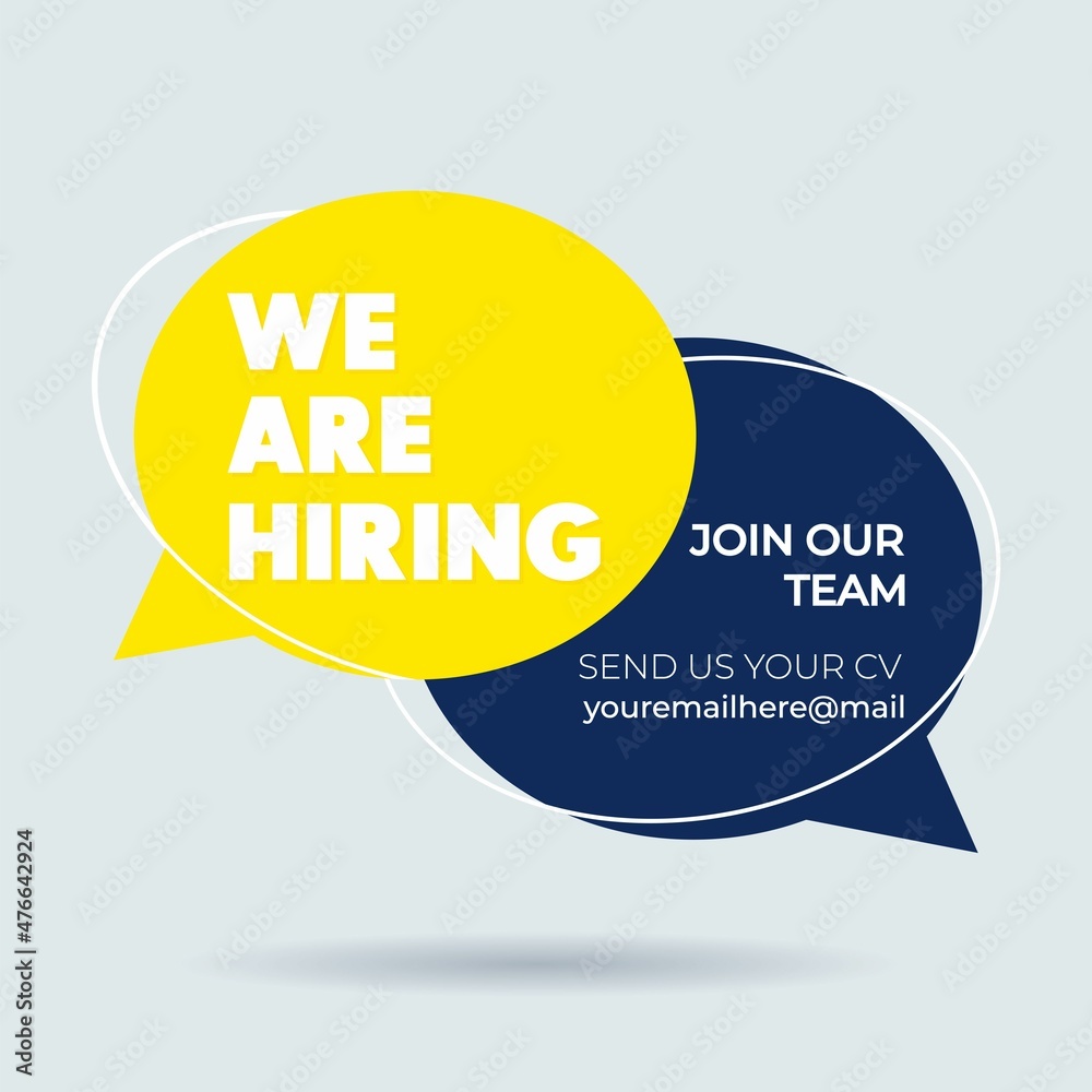 Vetor de Hiring recruitment design poster. We are hiring design ...