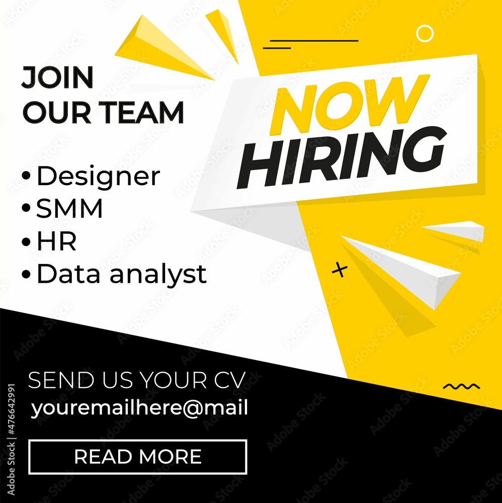 Hiring recruitment design poster. We are hiring template with chat ...