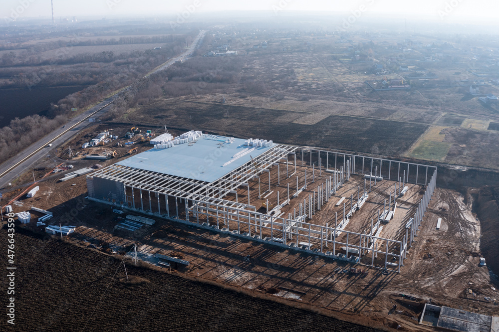 Commercial real estate of a large logistics business. Construction of a ...