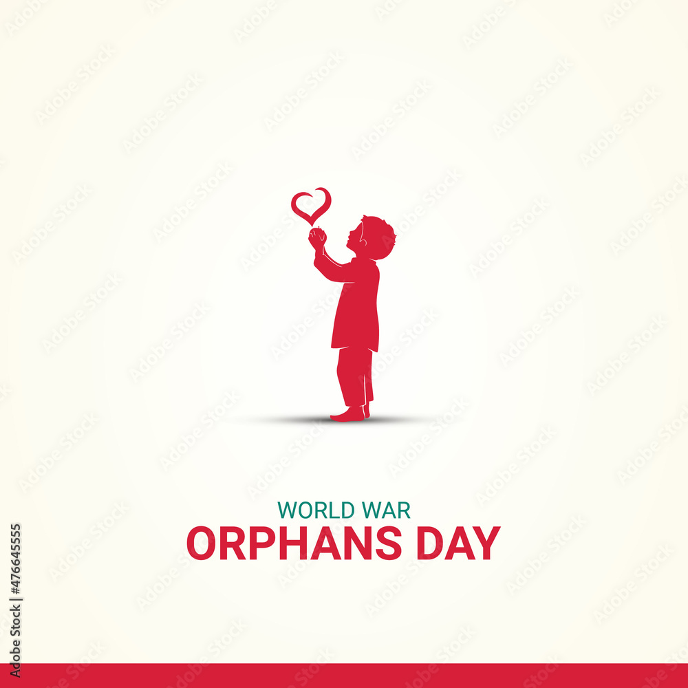 World war orphans day, boy finding his love, design for banner, poster ...
