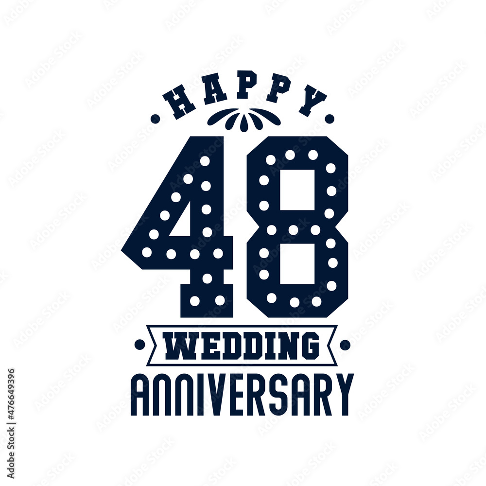 48 Anniversary celebration, Happy 48th Wedding Anniversary Stock Vector ...