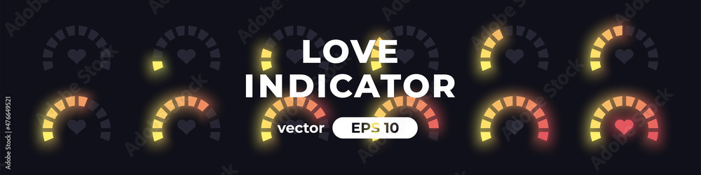 Love meter. Loading indicator. Percentage circle. Love gauge concept ...