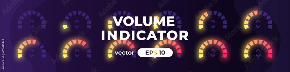 Sound meter. Volume level indicator. Loading circle with percentage ...