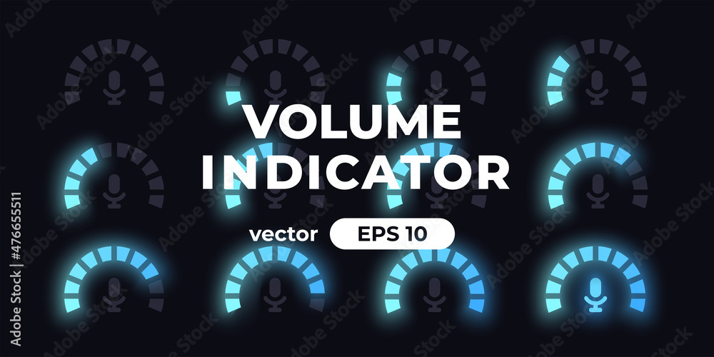 Vetor do Stock: Sound meter. Volume level indicator. Loading circle with percentage. Gauge ...