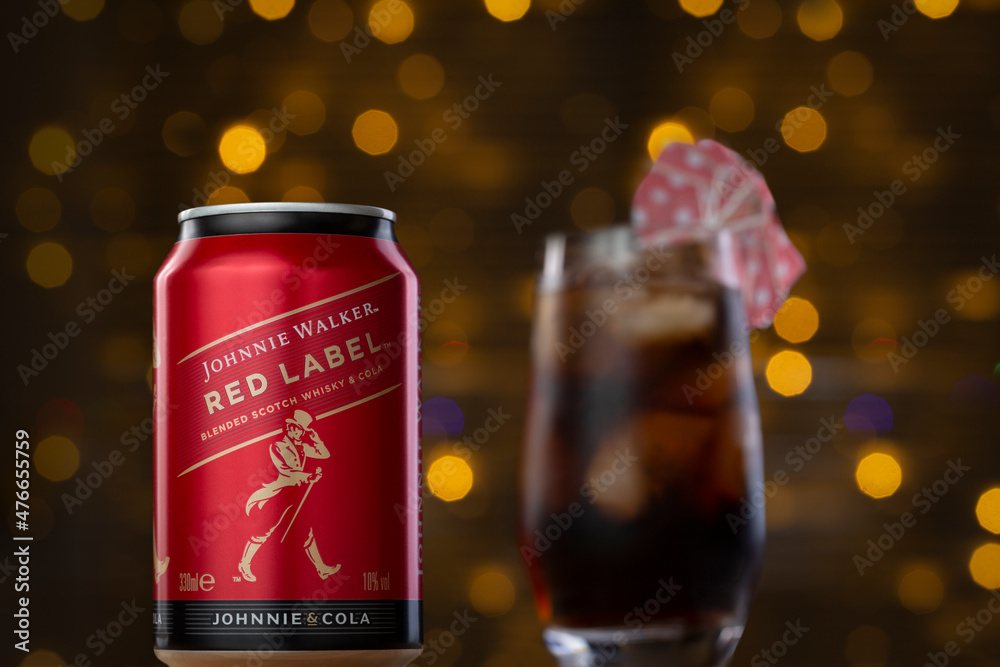 Johnnie Walker Red Label with Cola in a can version. Stock Photo ...