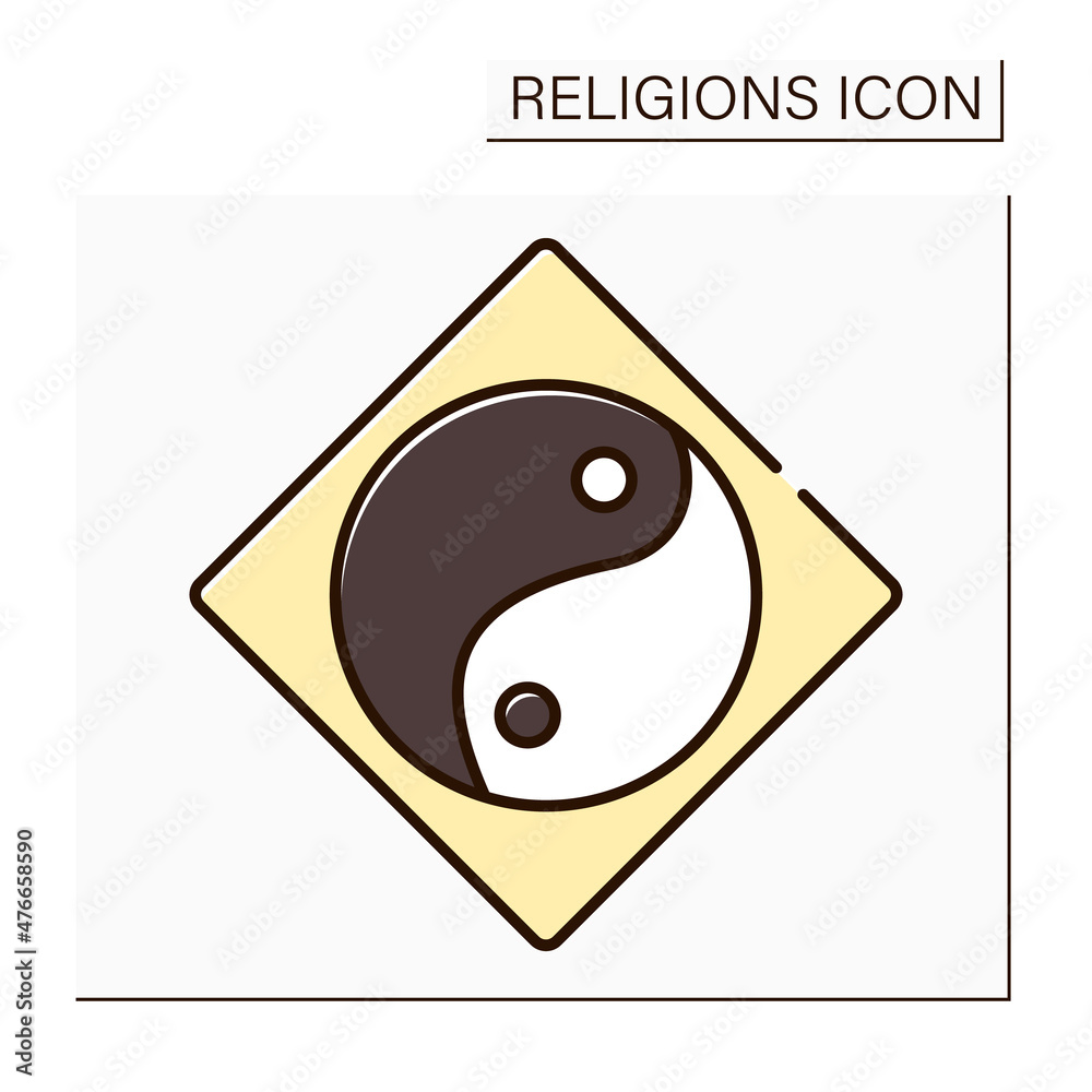 Vetor de Taoism color icon. Chinese philosophical tradition. Idea of ...