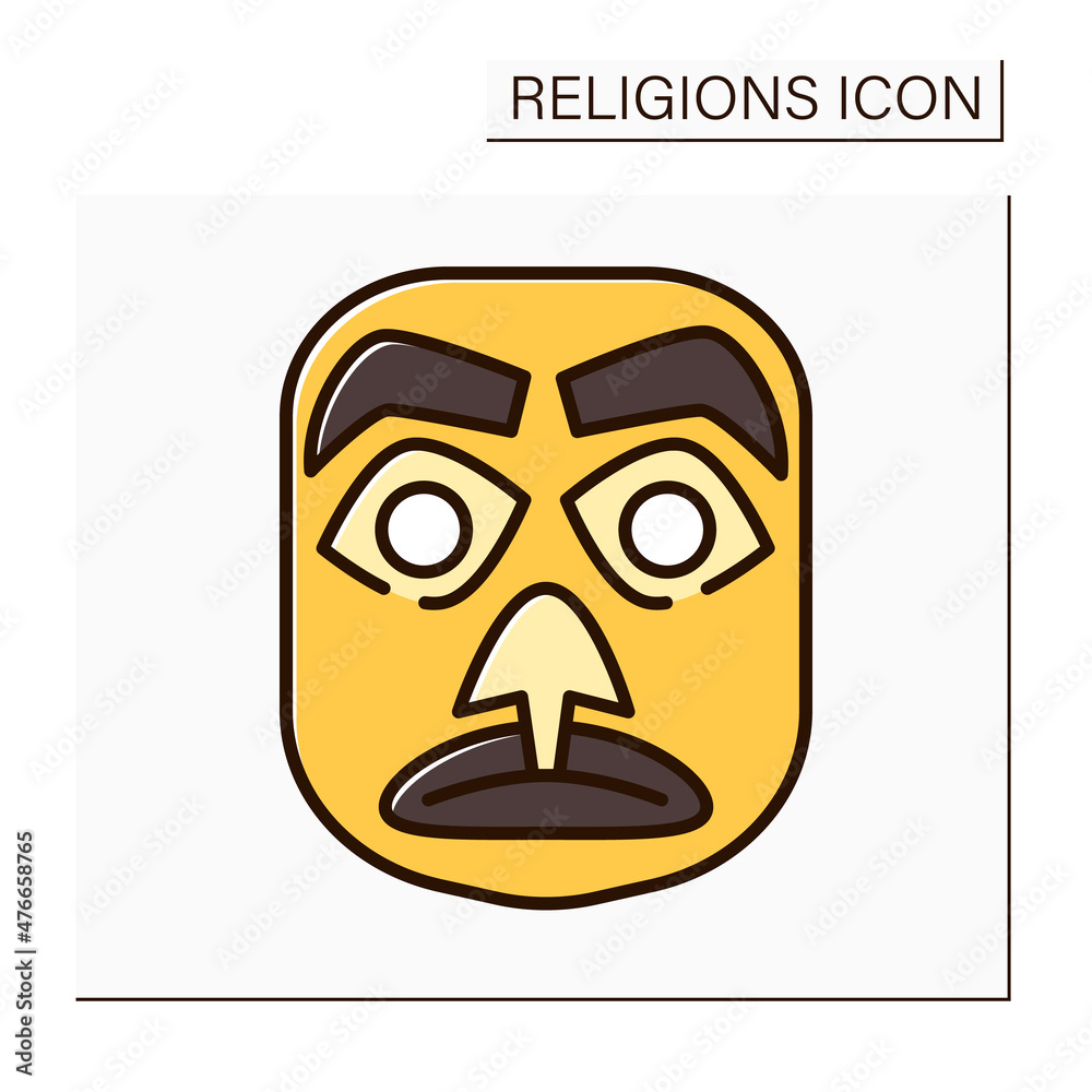 Candomble color icon. Traditional African masks. Represent spirits of ...