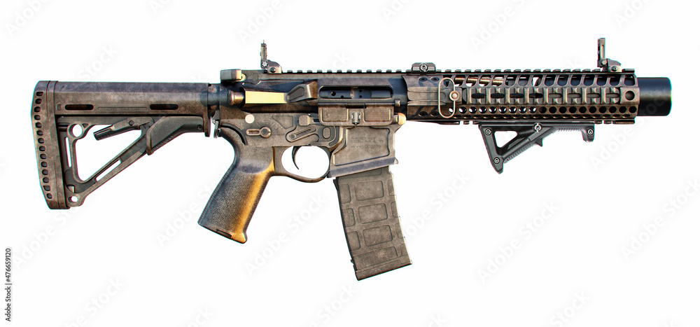 Tactical compressor rifle isolated on white background, 3D. Weapons and ...