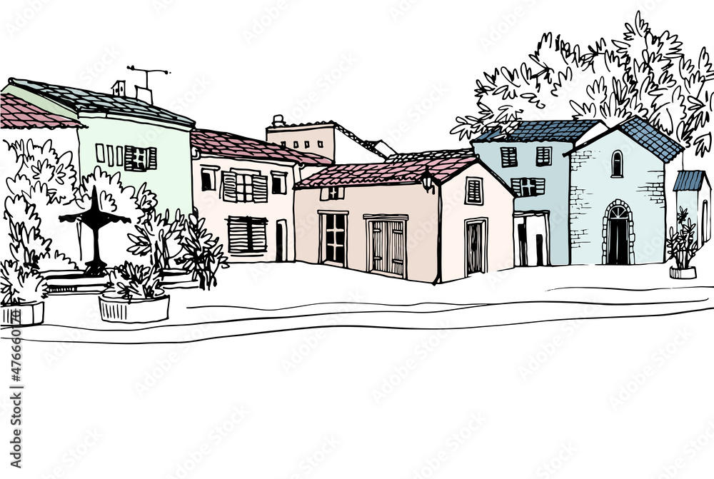 Nice view of old romantic Provence, France. Urban background in hand ...