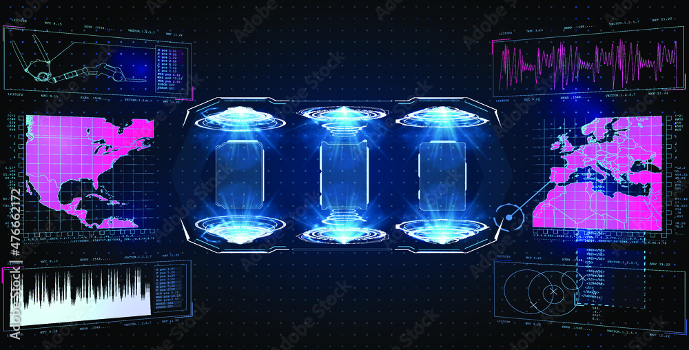 Futuristic Vector HUD Interface Screen Design. Digital callouts titles ...