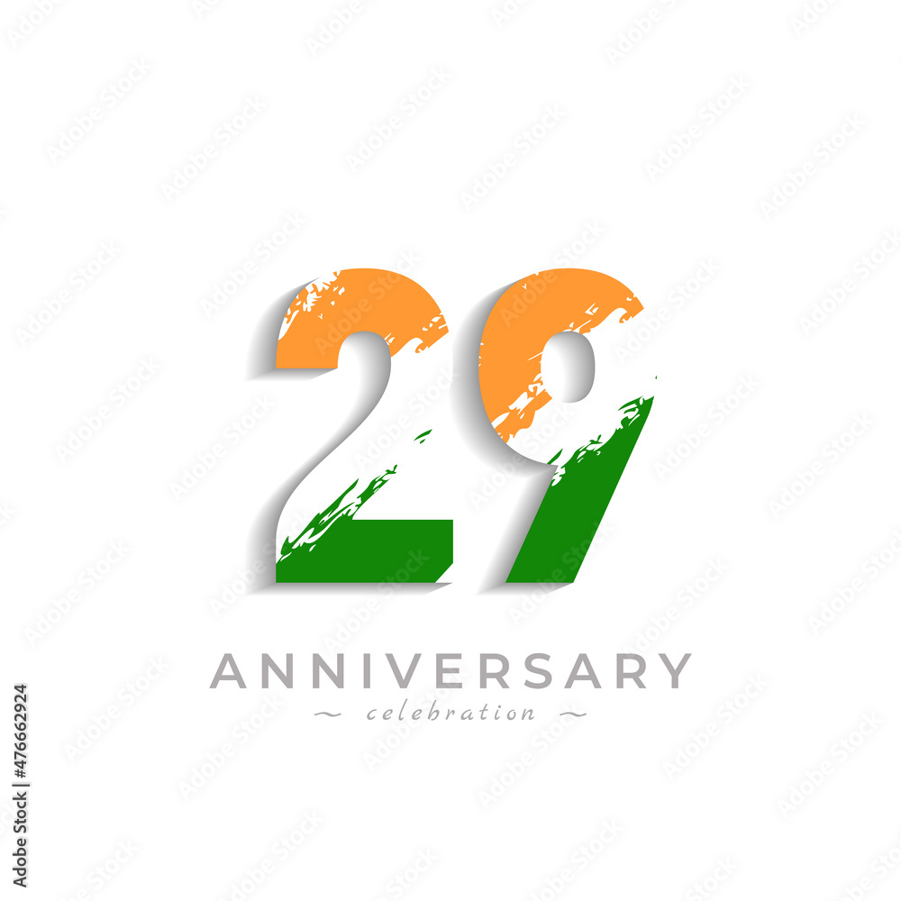 29 Year Anniversary Celebration with Brush White Slash in Yellow ...